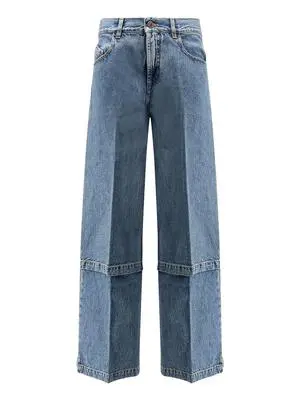 Attico Paneled Jeans With Logo Embroidery - Blue