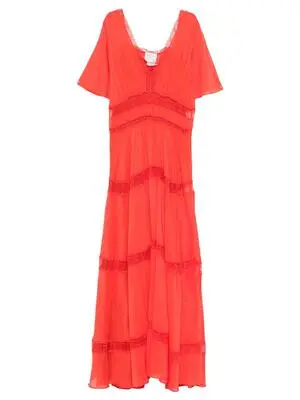FORTE_FORTE V-neck Dress With Lace Trim - Multicolor