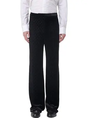 Gucci Wide Leg Monogram Velvet Pants - Black