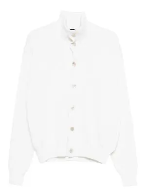TOM FORD Ribbed Knit High Neck Cardigan - White