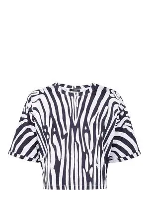 Balmain Zebra Print Organic Cotton Cropped T-shirt - Black