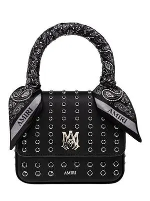 Amiri Leather Embellished Top Handle Bag - Black