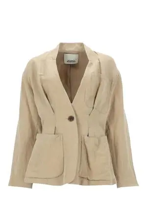Isabel Marant Étoile ISABEL MARANT "Giacca Soraya" Linen Silk Blend Blazer Cream