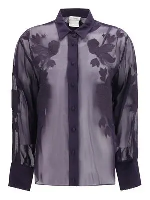 FORTE_FORTE Embroidered Organza Shirt - Blue