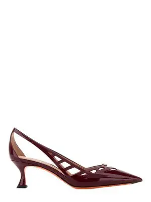 Santoni Burgundy Leather Stella Pumps - Red