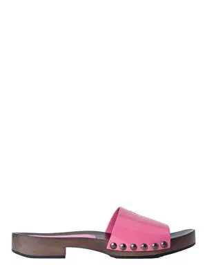 Miu Miu Studded Leather Slide Sandals - Red