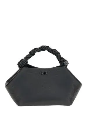 GANNI Small Grained Handbag With Braided Handle - Black
