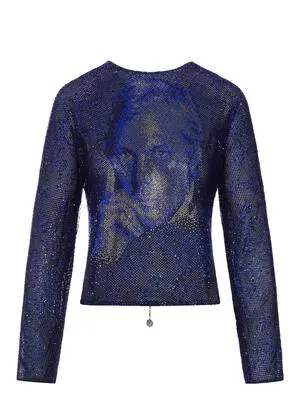 Giorgio Armani Embellished Long Sleeve Top - Blue
