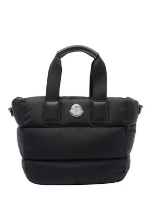 Moncler Quilted Padded Tote Bag With Logo - Silver