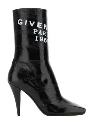 Givenchy Leather Sliced Square Tape Ankle Boots - Black