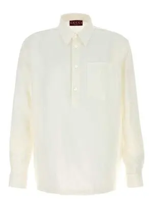 Gucci Linen Polo Shirt - White