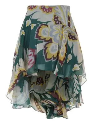 Etro Asymmetrical Floral Print Silk Mini Skirt - Multicolor