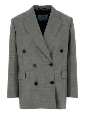 Prada Grey Wool Double Breasted Blazer - Gray