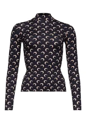 MARINE SERRE Moon Print High Neck Top - Black