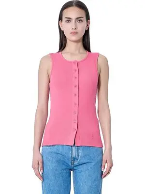 JW Anderson Ribbed Tank Top With Button Front - Pink