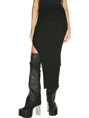 Rick Owens RICK OWENS Ribbed Maxi Skirt With Rear Split Black