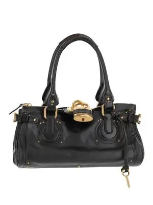 Chloé CHLOE Leather Padlock Detail Shoulder Bag Black