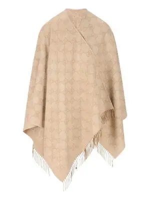 Gucci Gg Pattern Fringed Cape - Cream