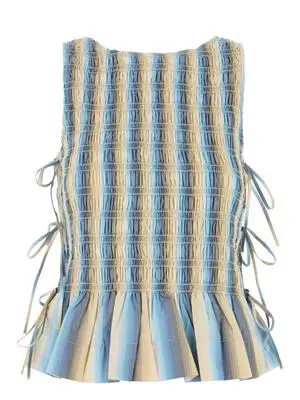 GANNI Striped Organic Cotton Top - Multicolor
