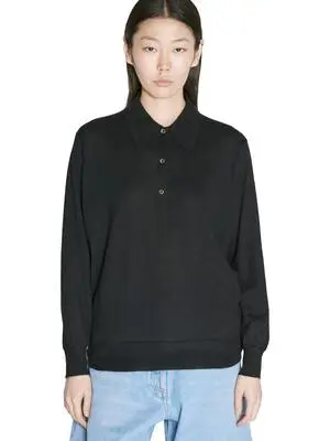 Prada Cashmere Polo Sweater - Black