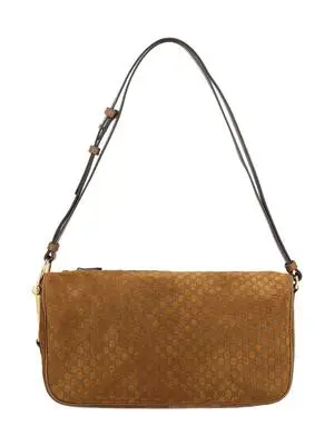 Gucci Suede Shoulder Bag With Gg Motif - Brown