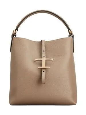 TOD'S Calf Leather Tote Bag With Gold-tone Hardware - Brown