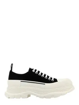Alexander McQueen Cotton Blend Low-top Trainers With Platform Sole - Black