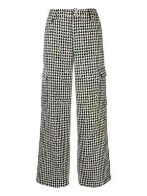 ROTATE BY BIRGER CHRISTENSEN Houndstooth Sparkly Trousers - Black