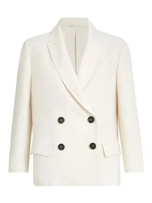 Brunello Cucinelli Double-breasted Blazer With Monili Detail - Cream