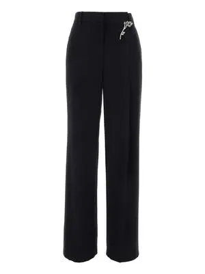 Prada Gabardine Pants With Embellishment - Black