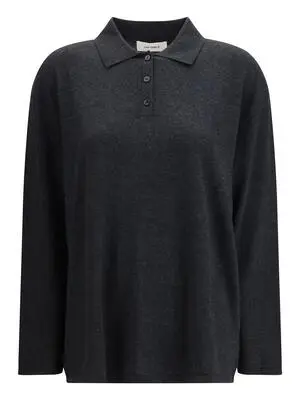 LISA YANG LISA YANG Caisa Cotton Blend Polo Sweater Gray