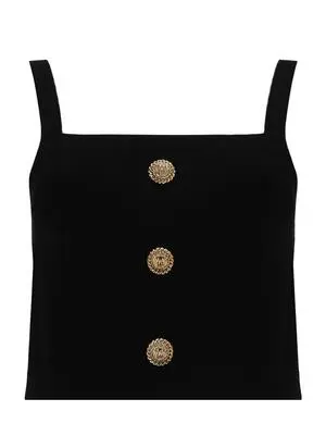 Balmain Top With Jewel Buttons - Black