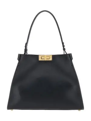 Fendi Way Tote Bag In Leather With Turn Lock - Black