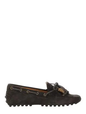 TOD'S Suede Mocassin Loafers With Rounded Toe In Leather - Multicolor