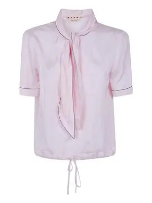 Marni Viscose Tie Neck Blouse - Gray