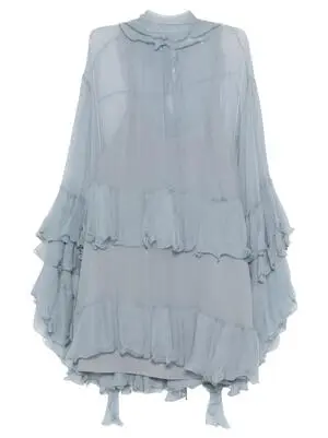Chloé Silk Tiered Ruffle Dress - Multicolor