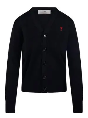 AMI Paris De Coeur Wool V-neck Cardigan - Multicolor