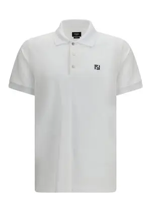 Fendi Ff Logo Piqué Polo - White