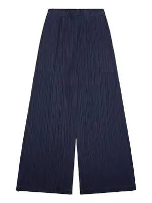 Issey Miyake Wide Leg Pleated Trousers - Blue