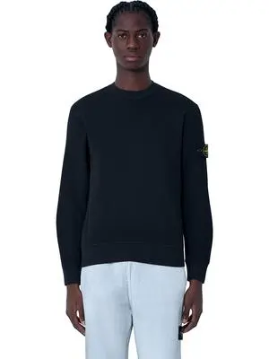 Stone Island Waffle-knit Crewneck Sweater - Black