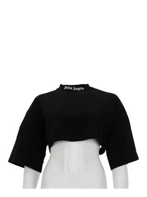 Palm Angels Cropped Logo T-shirt - Black