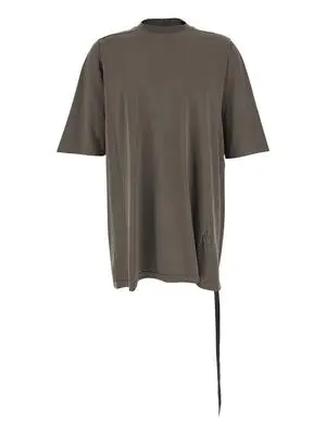 Rick Owens Grey Crew Neck T-shirt With Raised Collar In Cotton - Gray