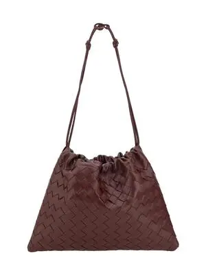 Bottega Veneta BOTTEGA VENETA Burgundy Calfskin Woven Shoulder Bag Red