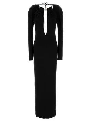 MARINE SERRE Jersey Long Dress - Black