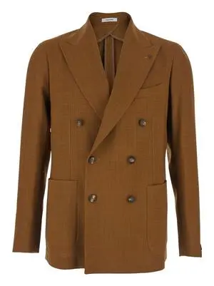 Tagliatore Double-breasted Wool Jacket With Peak Lapels - Brown