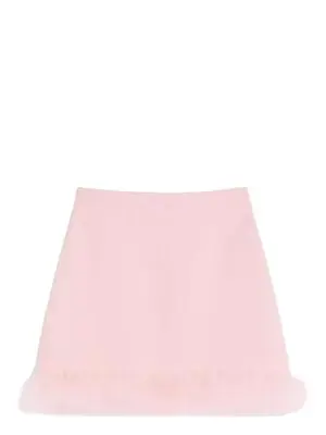 Valentino Garavani VALENTINO Feather Embellished Wool Silk Miniskirt Pink
