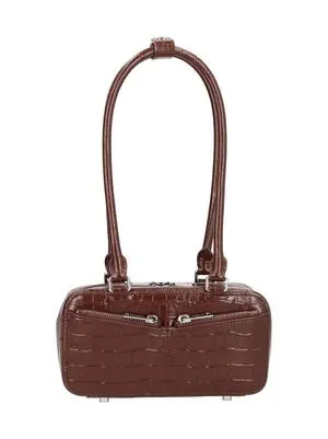 SELF-PORTRAIT SELF-PORTRAIT Crocodile Effect Top Handle Bag Brown