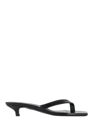 TOTEME Leather Heel Flip Flops - Black