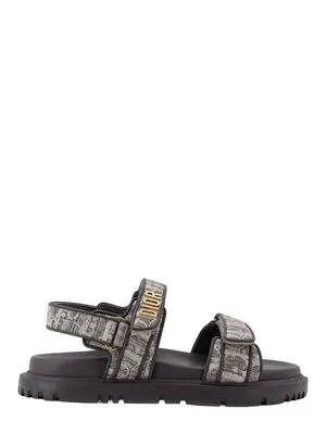 Dior Canvas Dioract Flat Sandals - Multicolor