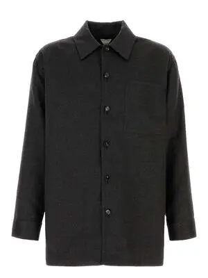BOTTEGA VENETA Bottega Veneta Men Dark Grey Flannel Shirt